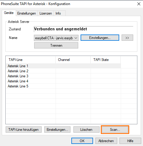 Nutzung von TAPI-Funktionen mit der Cloud Telefonanlage - easybell