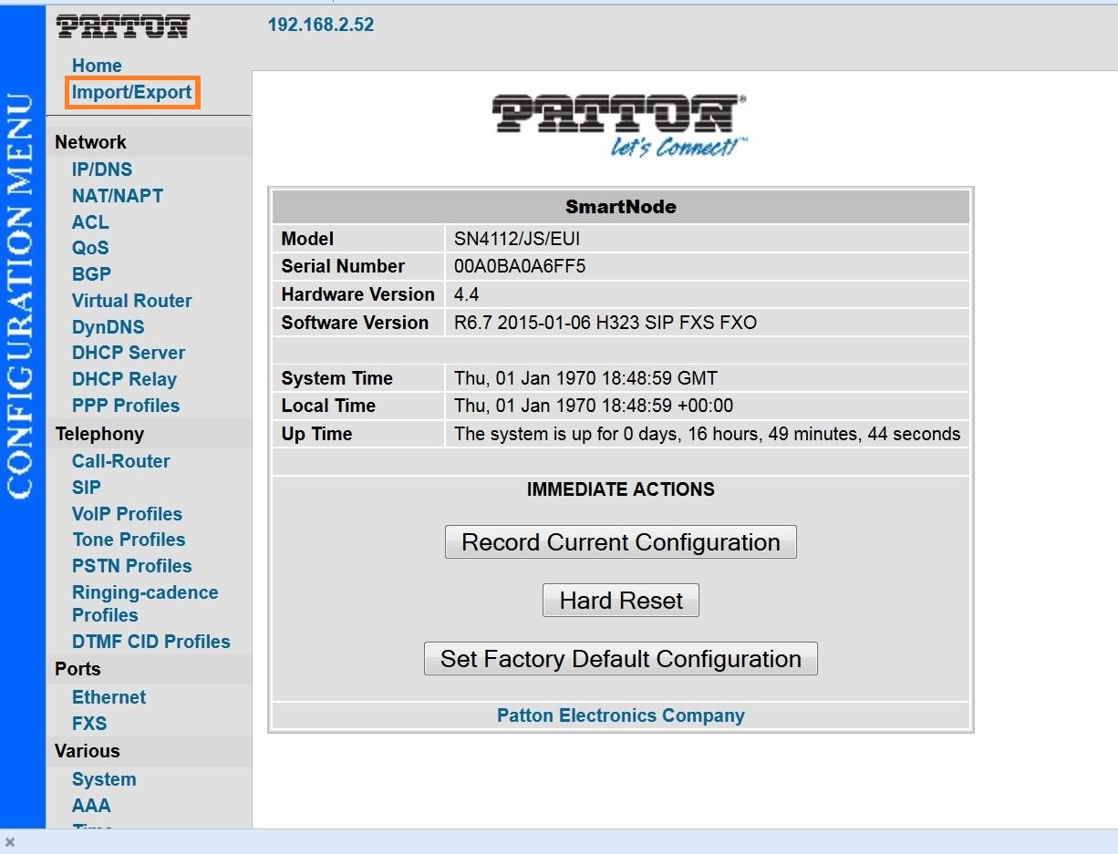 Patton SmartNode als Fax-/VoIP-Gateway (ATA) einrichten