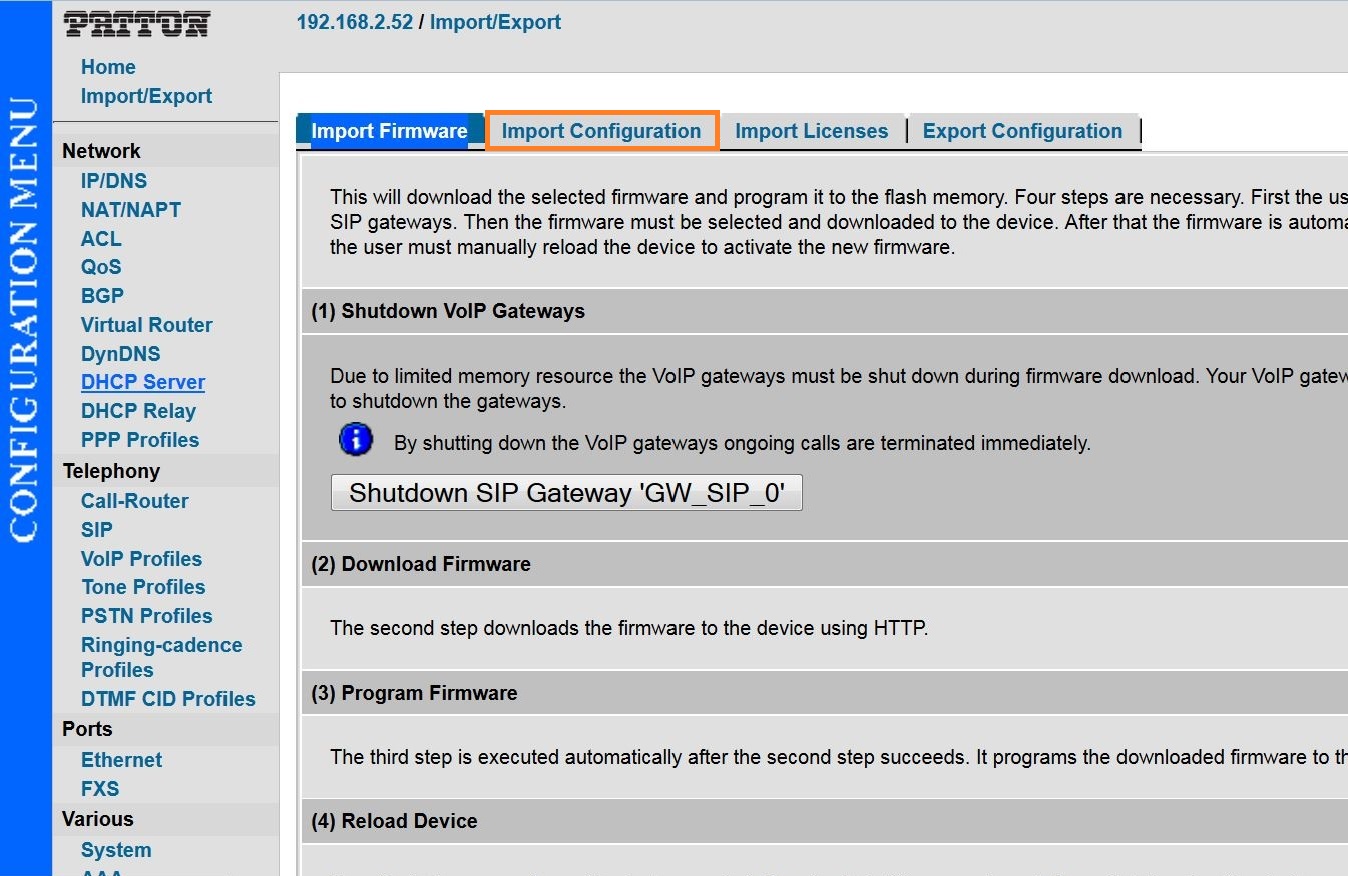 Patton SmartNode als Fax-/VoIP-Gateway (ATA) einrichten